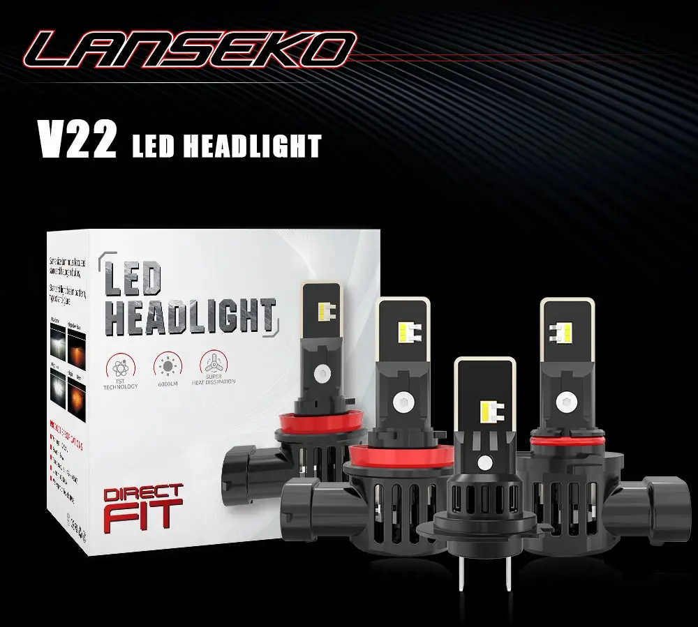 LANSEKO Latest Innovation LED Headlight Bulb V22 H4 H13 9004 9007 H11 ...