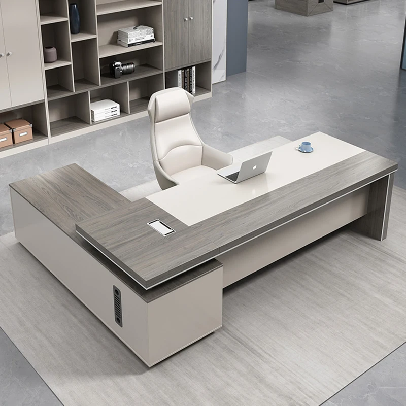 Executive Corner Desk - L Shaped Wooden Luxury CEO Office Furniture