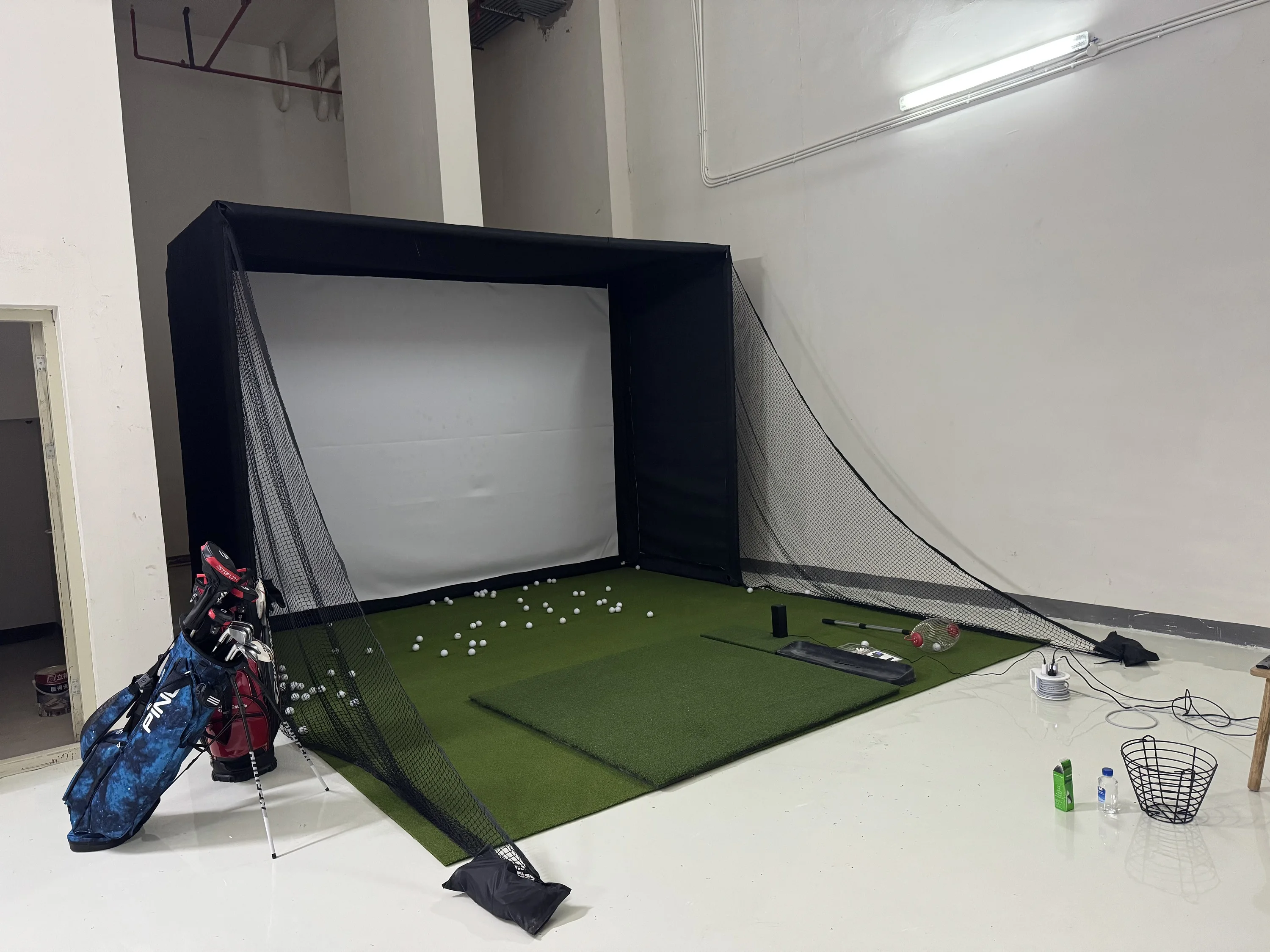 Golf Simulator Cage with Impact Netting for Outdoor Training