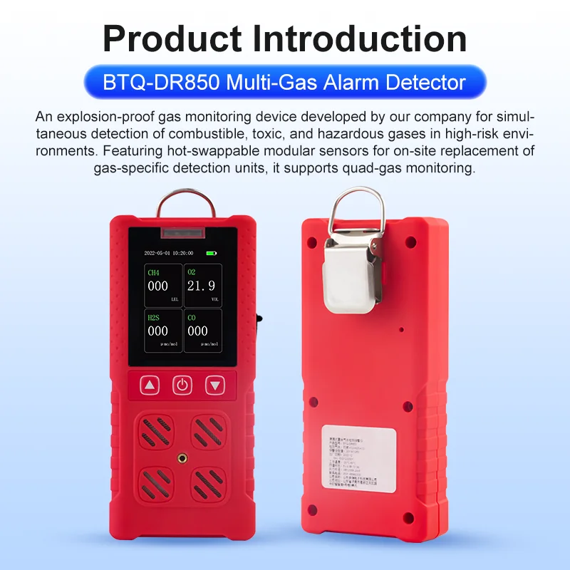 RTTPP DR850 Portable Gas Detector - 4 in 1 Multi Gas Meter