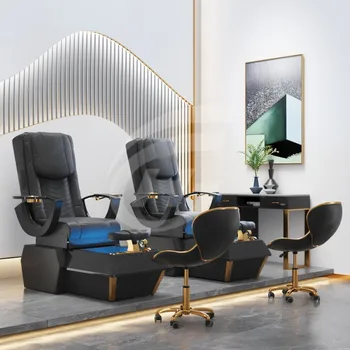 Remote Control Black Manicure Chair Luxury Nail Spa Salon Equipment ...