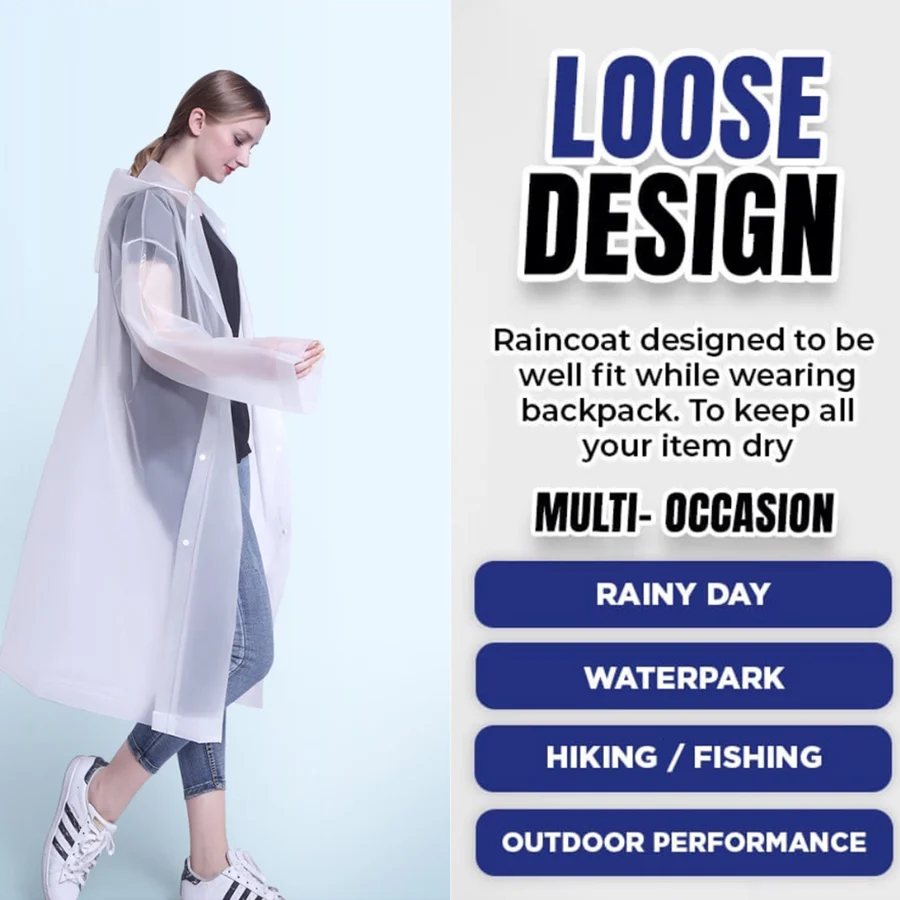 Adults Long Raincoat Customized Logo Print Rain Wear Reusable Eva ...