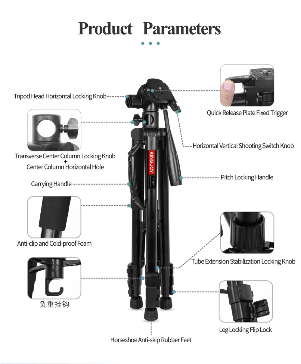 Kingoy Stativ Digitalkamera - Portable & Professional Tripod