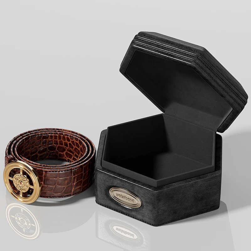 Hexagon Leather Alligator Belt Gift Box Custom Luxury Packaging Man ...