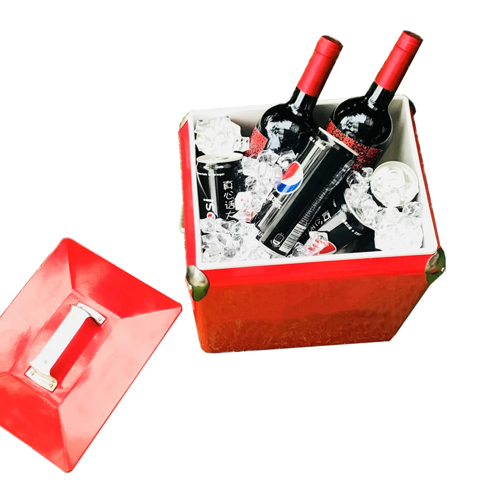 LINYU Vintage Ice Box - 13L Metal Retro Coolers for Cold