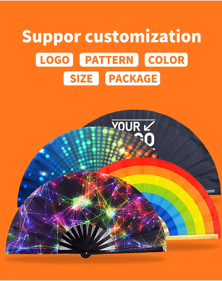 Custom Large Bamboo Fabric Portable Hand Fan For Events & Gifts Odm