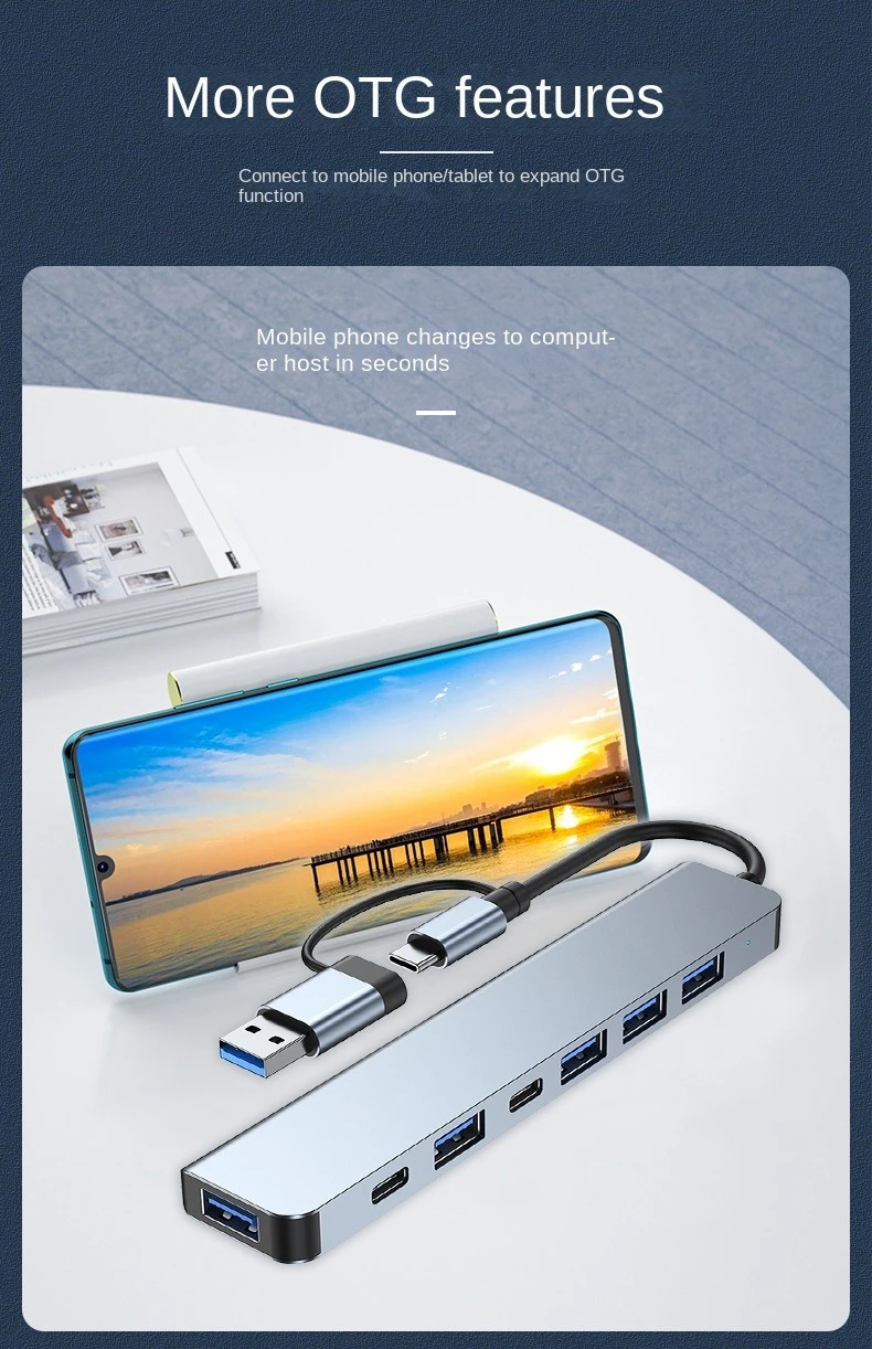 7 In1 Usb C Hub Splitter Usb Data Usb3.0 Hub Adapter Type C Docking ...