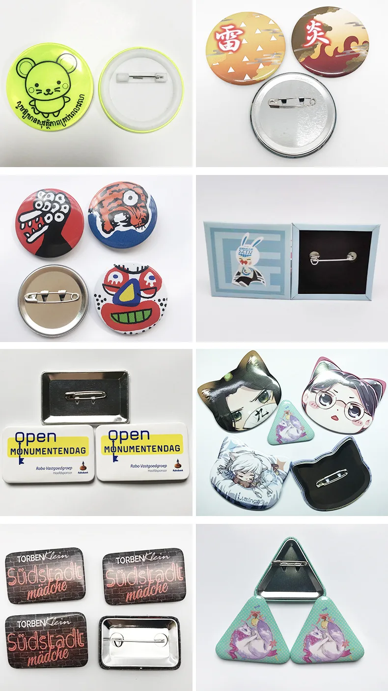 Blank Metal Plastic Pin Tin Badge Buttons PET Tinplate Circle Tin Metal ...