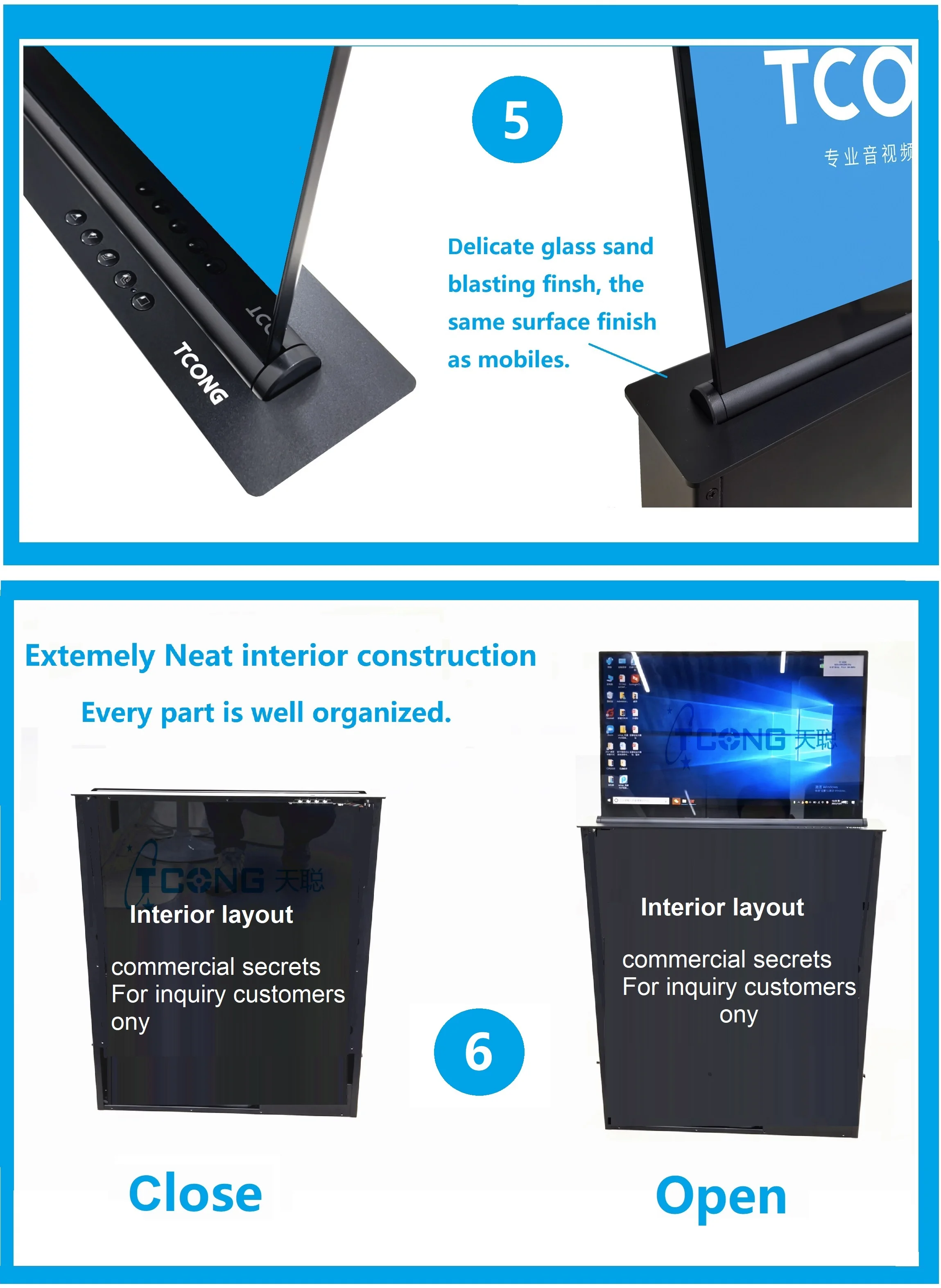 Double Screen AH Pop up Desk LCD Monitor Lift for Conferences