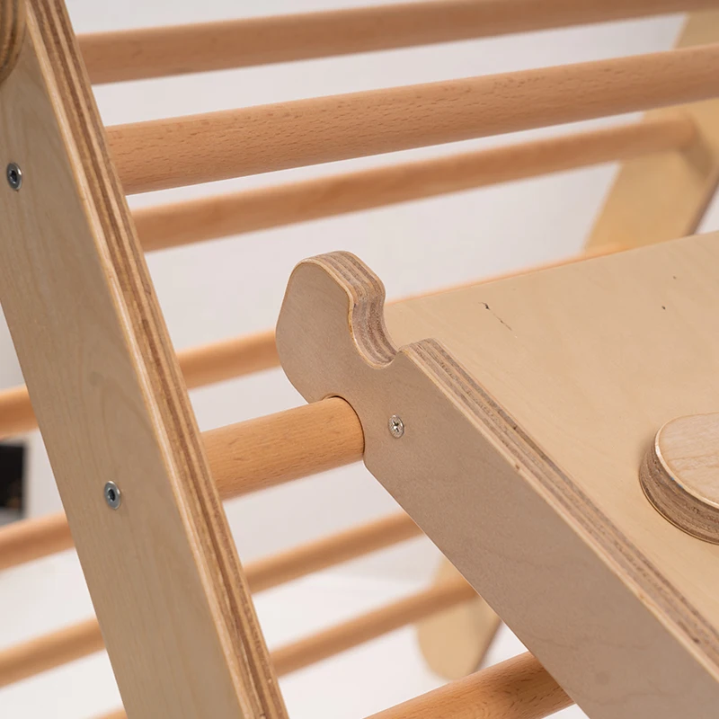 Kid Wooden Climbing Frame Toy With Ramp Children Pickler Triangle Gym ...