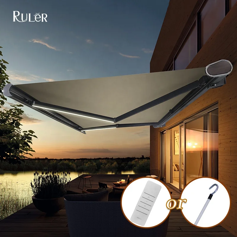 Multiple Size Outdoor Cafe Sunshade Outdoor canopy Electric Retractable ...