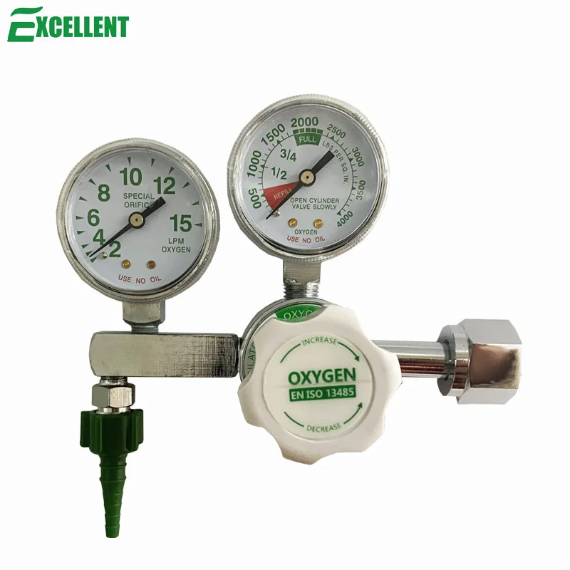 Brass Double Gauge Bullnose Oxygen Pressure Regulator With Flowmeter ...