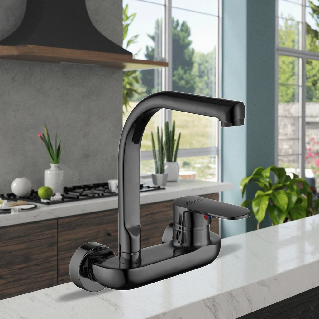Modern Single-Handle Ceramic Kitchen Faucet Large-Bend Deck Mounted ...