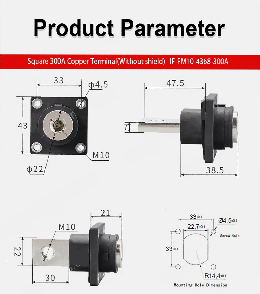 2pcs 300a New Copper Terminal Through High Current Electric Vehicle ...