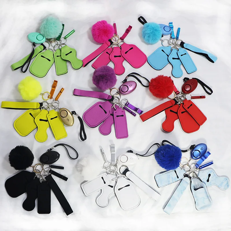 personal safety key chain alarms self defense supplies rubber plush pom ...