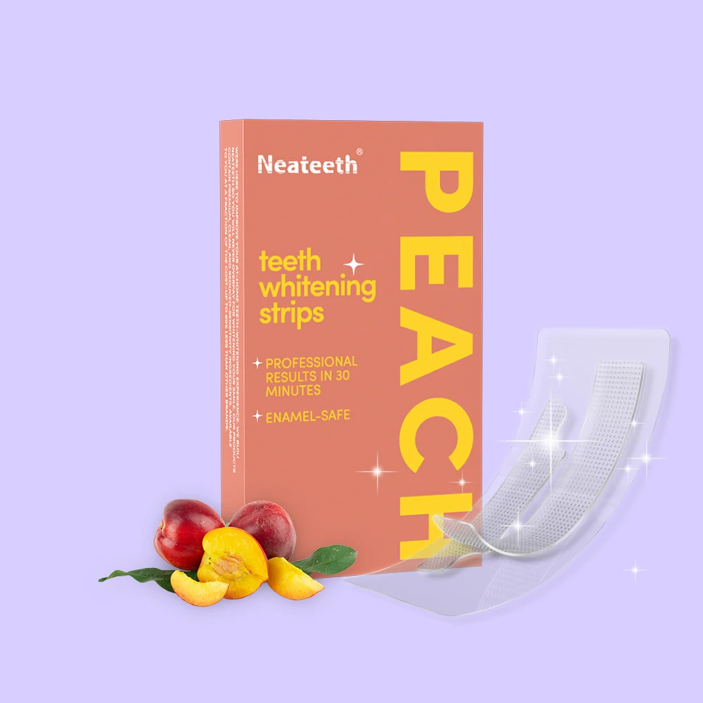 Neateeth Peach Flavoured Teeth Whitening Strips PAP Dry Strips No Slip ...