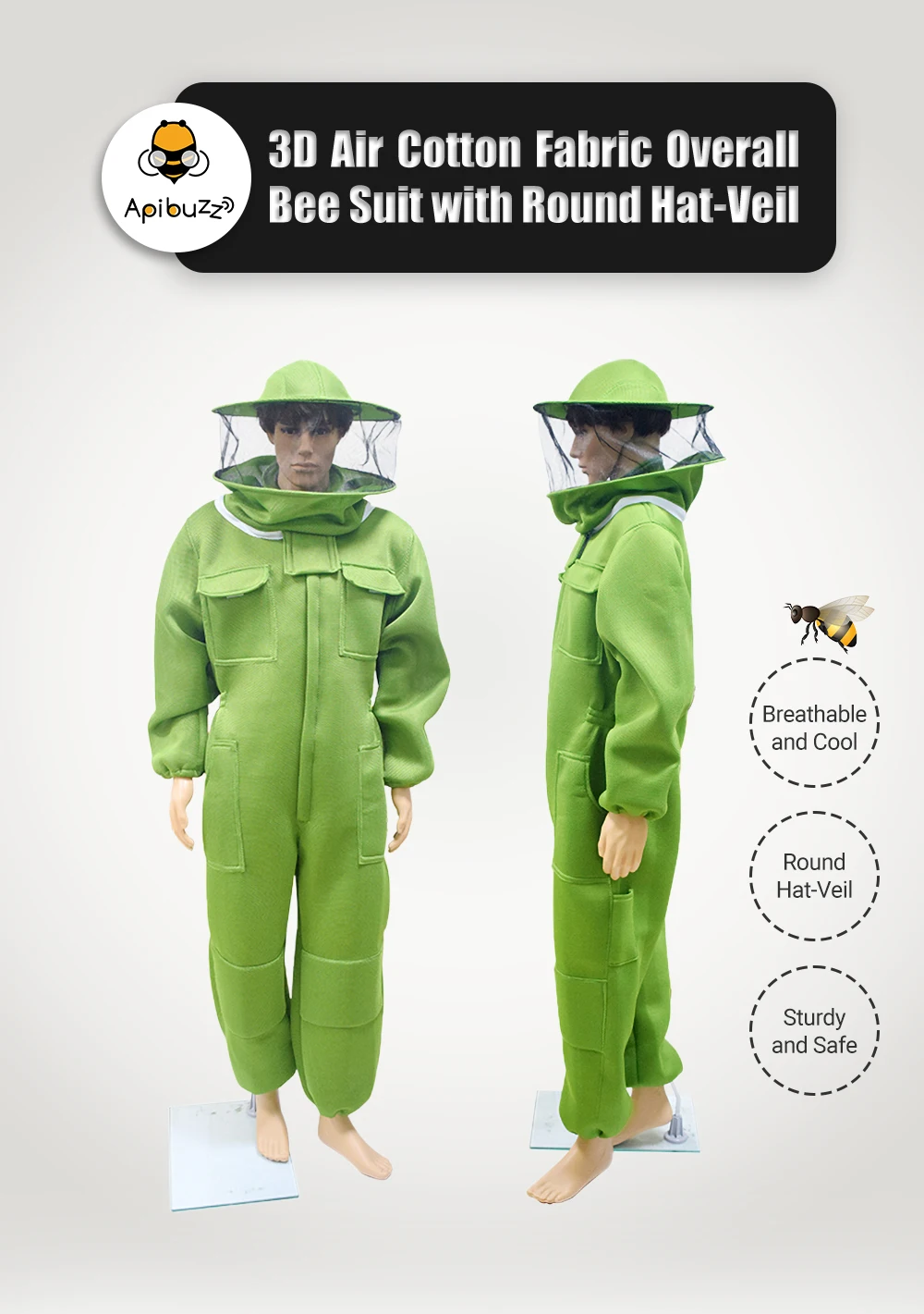 3D Air Cotton Fabric Beekeeper Suit - Ventilated & Durable