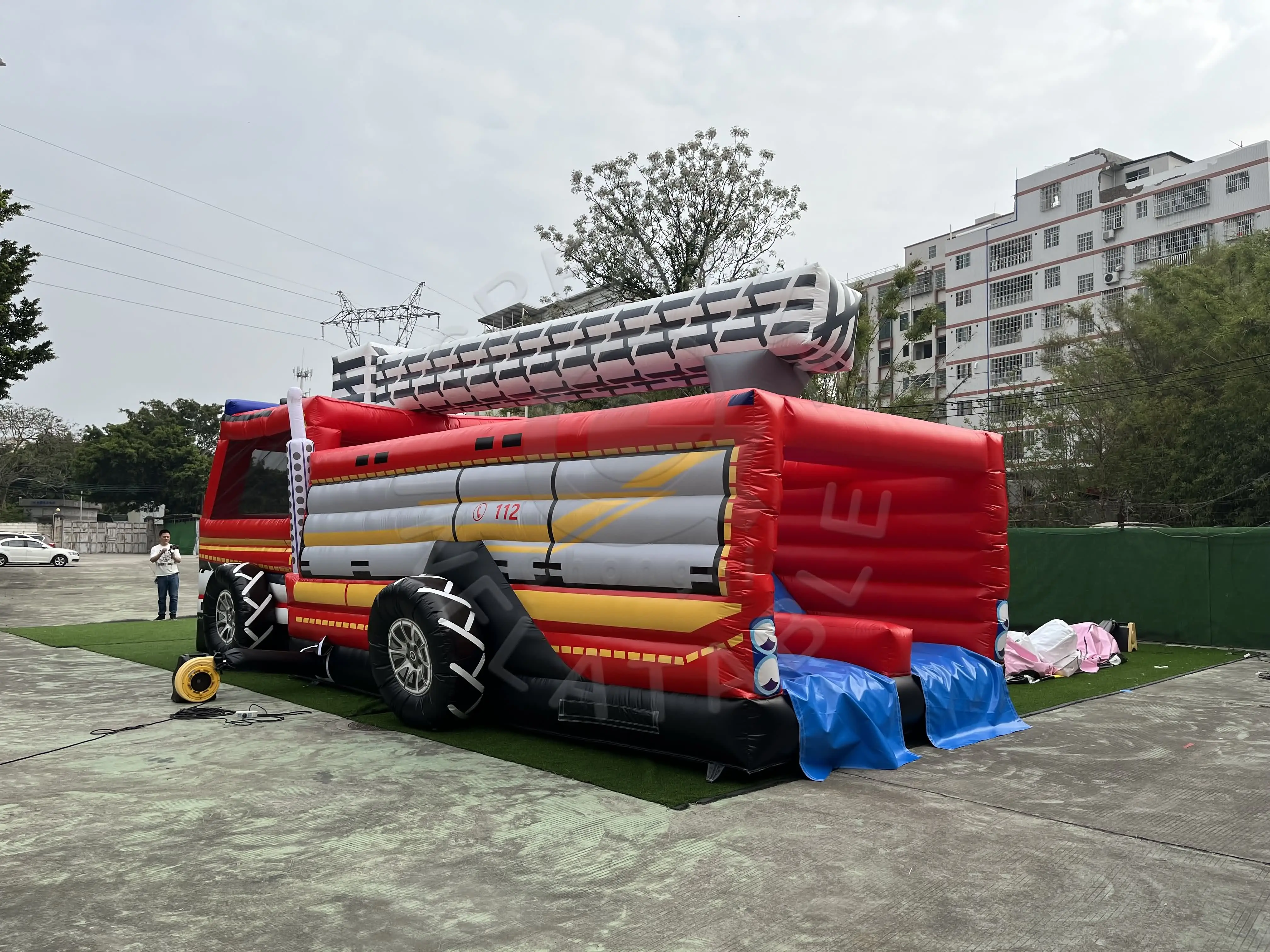 Factory Direct Inflatable Fire Ambulance Bouncer Slide Inflate Bounce ...