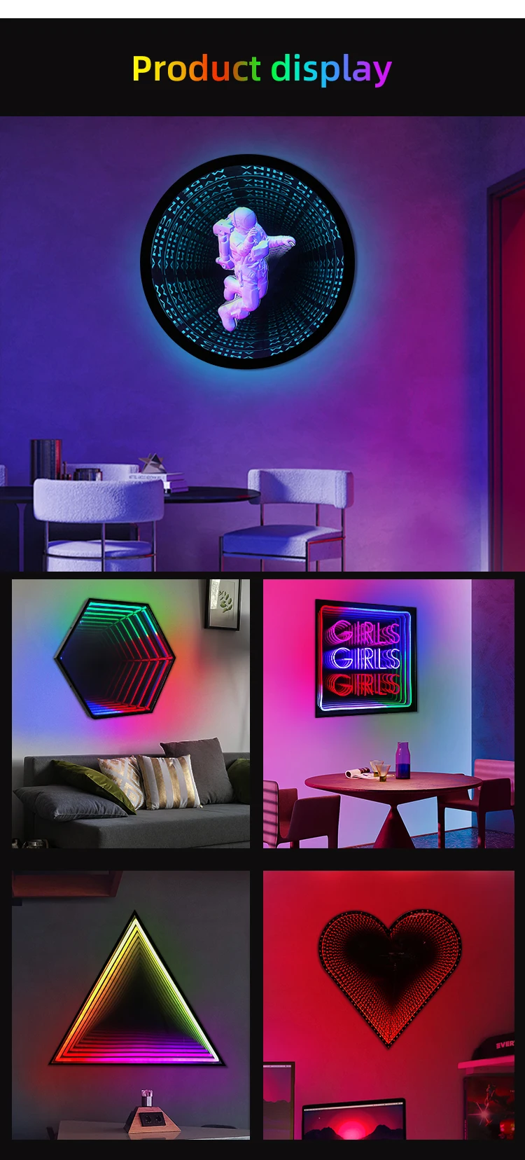 Modern Home Bathroom Wall Decor Infinity Mirror Led Neon Sign Lighting ...