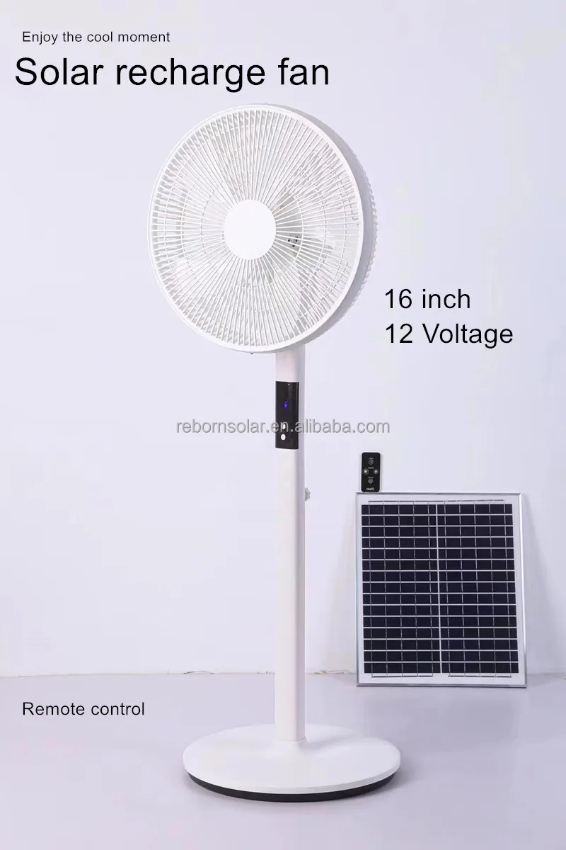 16-Inch Solar AC/DC 12V Rechargeable Stand Fan with 32 LED Light ...