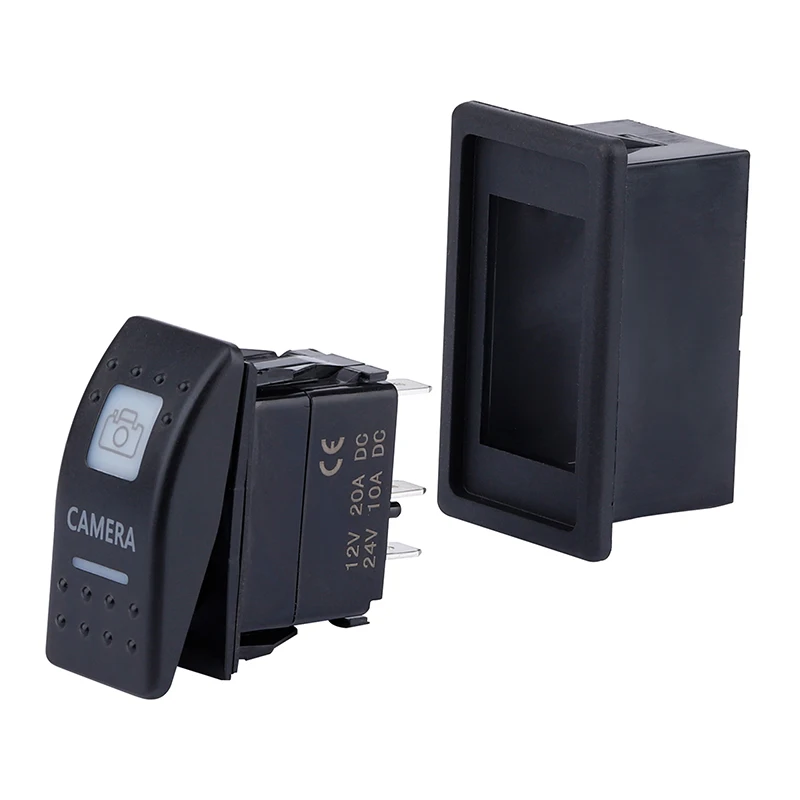 12 V Rocker Switch Circle Illuminated Waterproof Black 5pins Blue Red ...