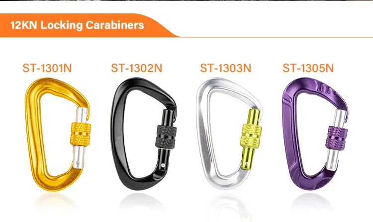 D Shape Hook for Outdoor Camping Hiking Hammocks - 12KN Carabiners