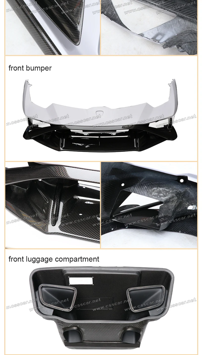 Dry Carbon Fiber Car Bumper Fenders Rear Spoiler Engine Bonnet Cover ...