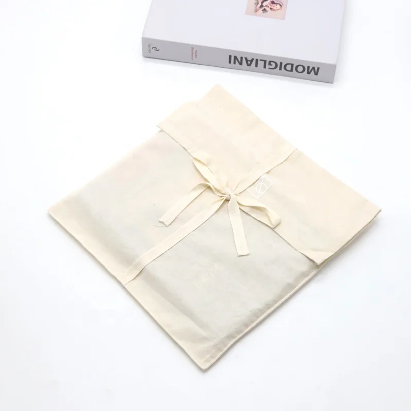 Custom Natural Color Cotton Muslin Envelope Packaging Bag
