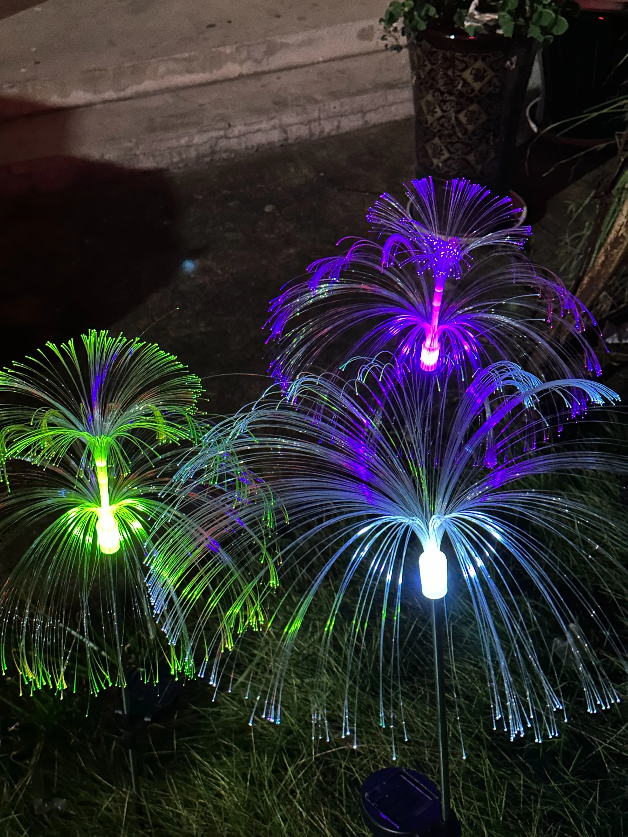 Decorative Pathway Villa Lighting Wireless Fiber Optic Solar Yard ...
