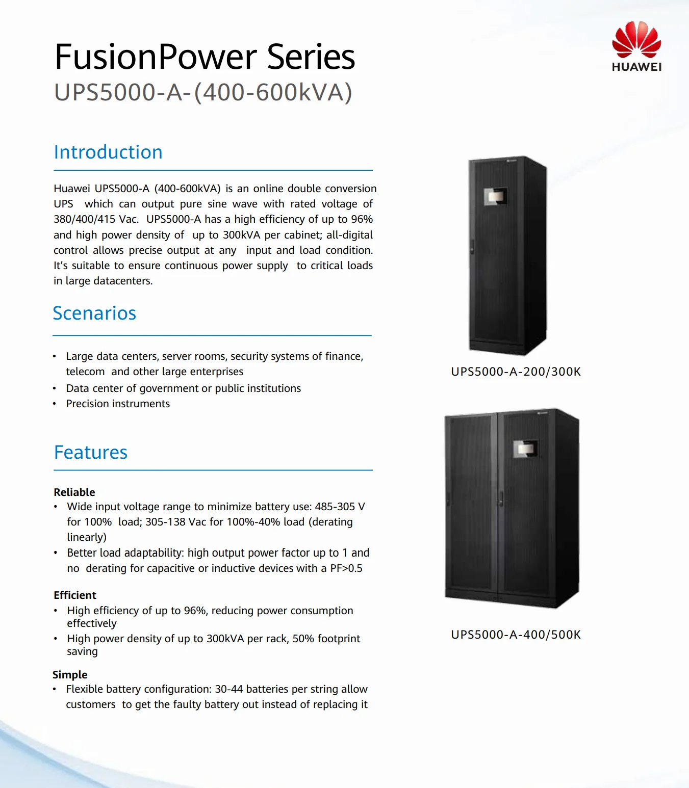 UPS5000-A-400K 400kVA UPS FusionPower Series UPS5000-A-(200-800kVA) UPS| Alibaba.com