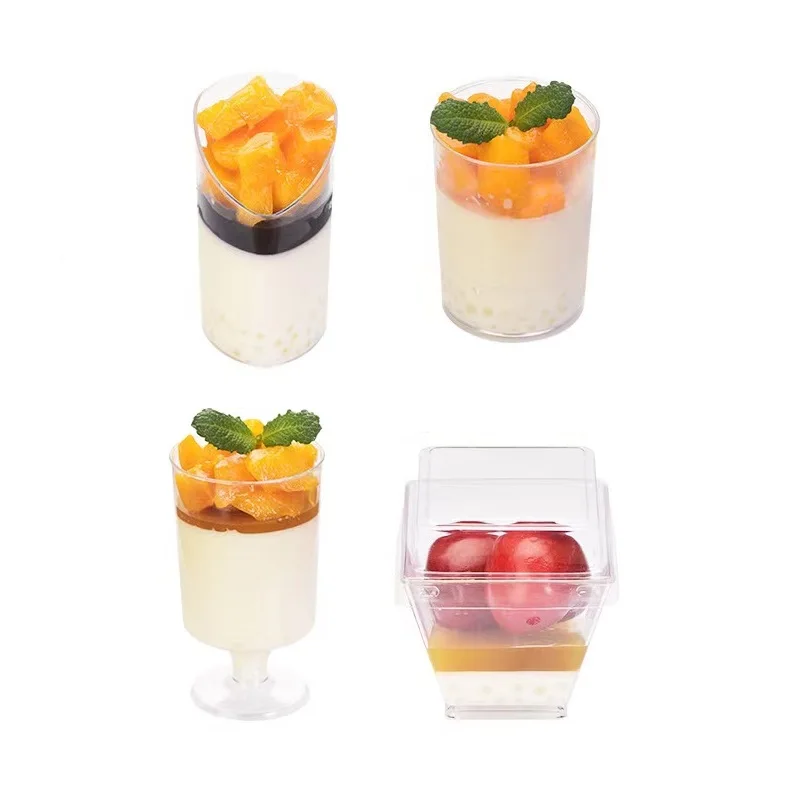 Small Disposable Clear Plastic Tumbler Cups Set Round Square 90ml 5oz ...