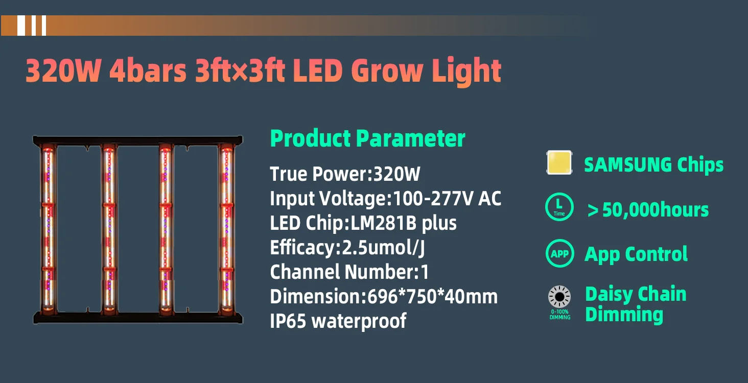 Customizable 320W LED Grow Lights - Full Spectrum Plant Lighting