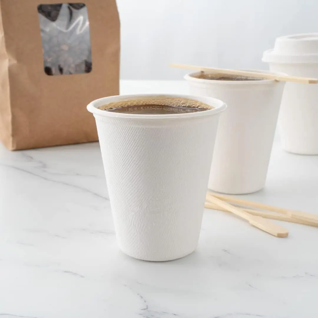 Disposable 8 Oz Sugarcane Bagasse Cup For Coffee Waterproof ...