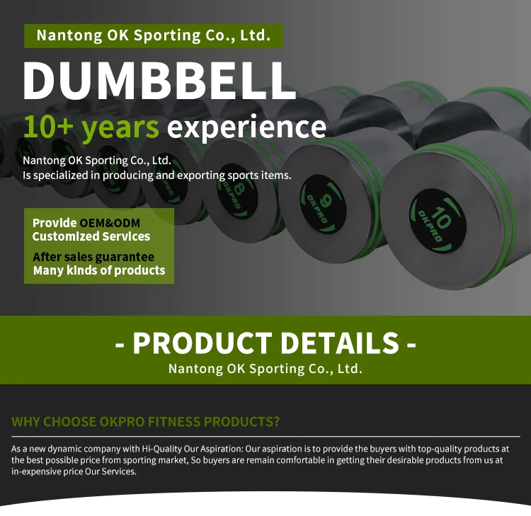 OKPRO Gym Fitness Round Stainless Steel High Chromed Dumbbell