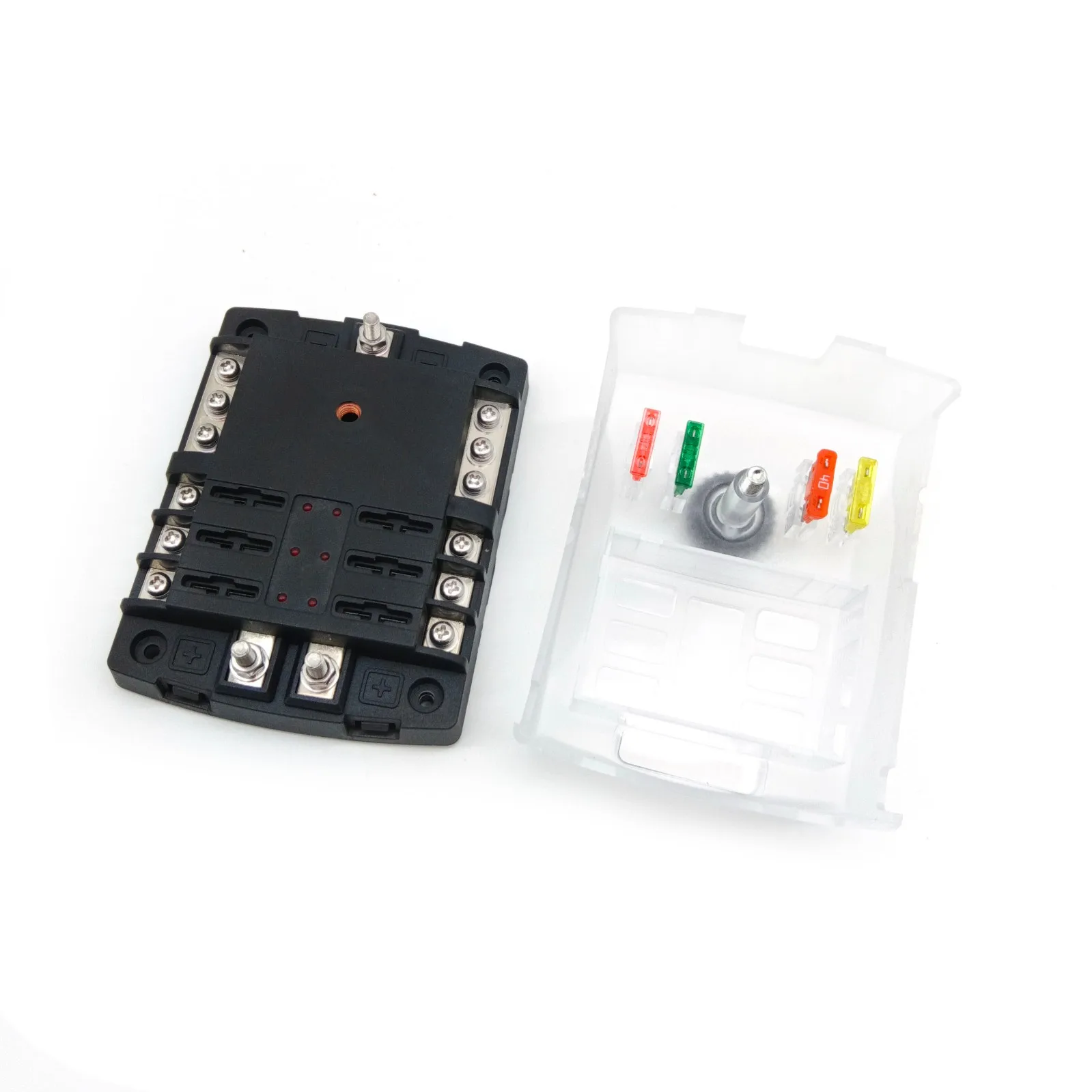 6 Circuit Fuse Box 12 Volt Holder 6 Way Negative Bus Waterproof Led Indicator Fuse Block For Car ...