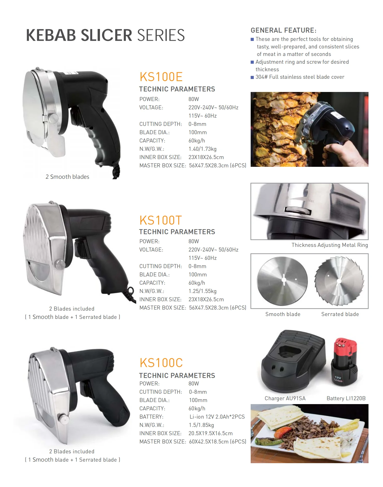 Automatic Battery Gyro Shawarma Doner Kebab Slice Knife