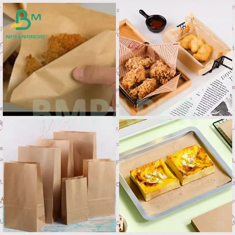 40gsm 60gsm Unbleached Brown Oil Proof Food Snack Candy Packaging ...