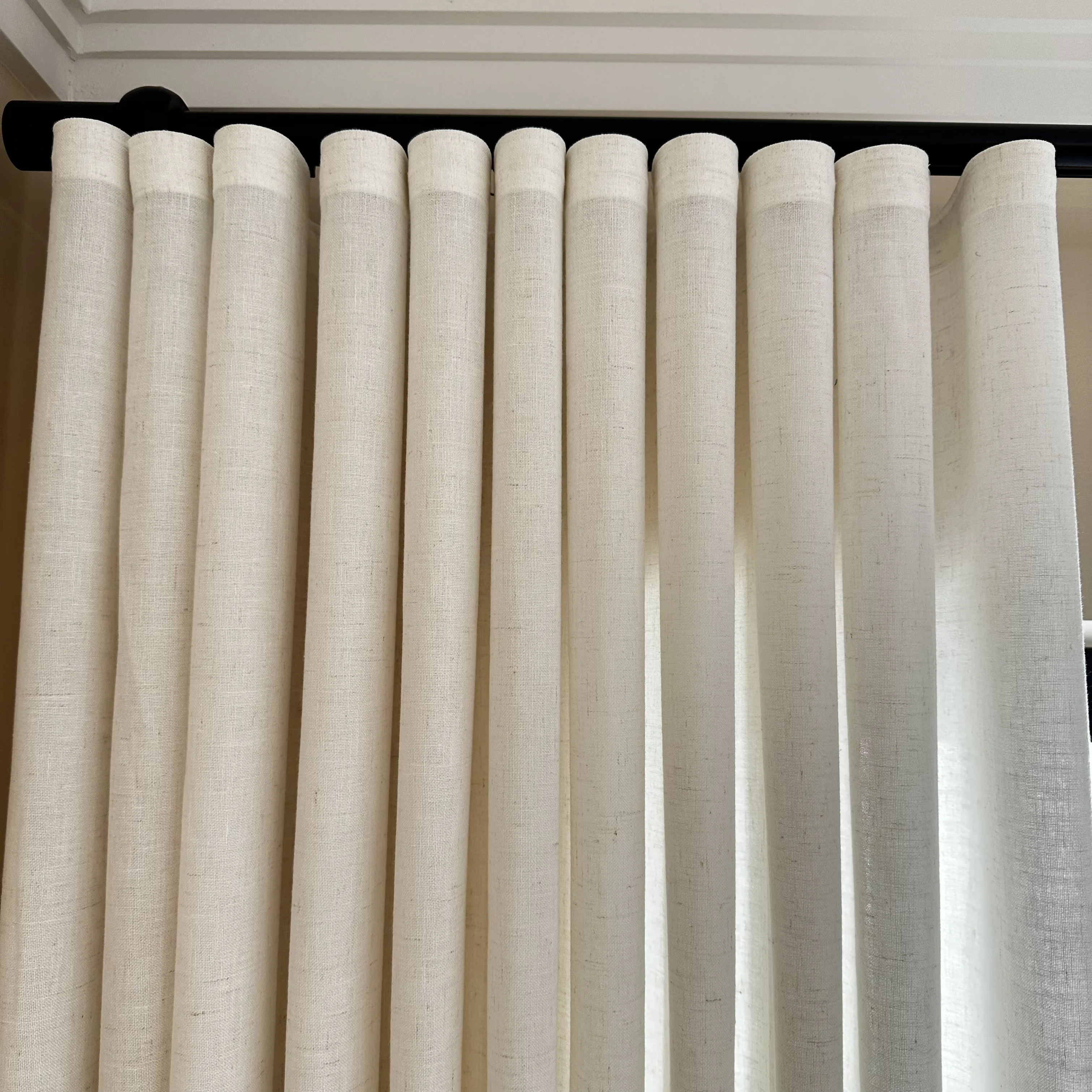 Natural Linen Ripple Fold Sheer Curtain for Living Room – Custom Sizes ...