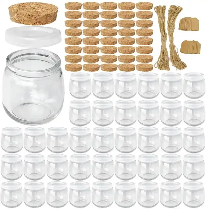 Pudding Yogurt Jar Wide Base Glass Jar 100ml 200ml 300ml With Cork Lid ...
