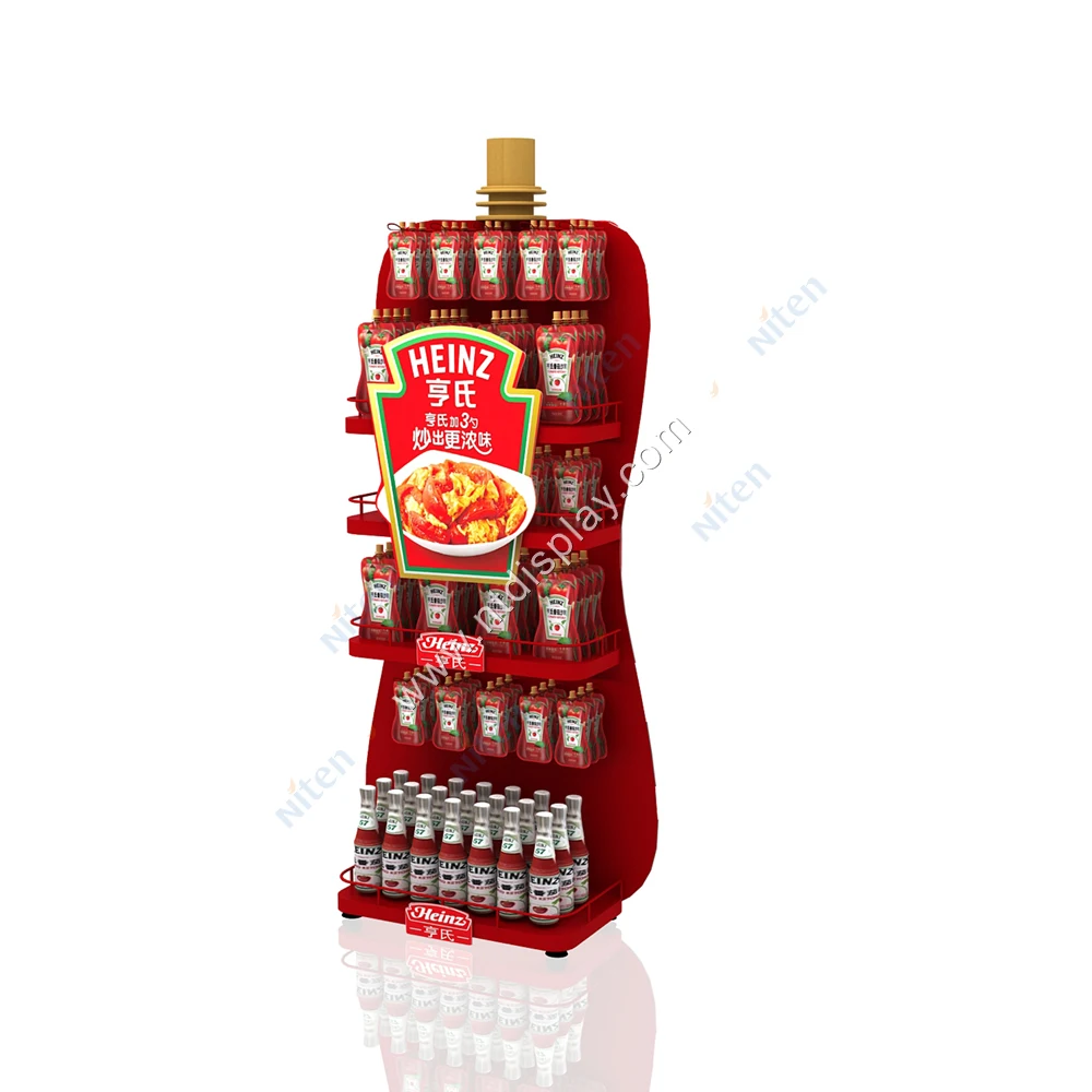 Creative Floor Metal Display Rack - Tomato Sauce Supermarket Sale