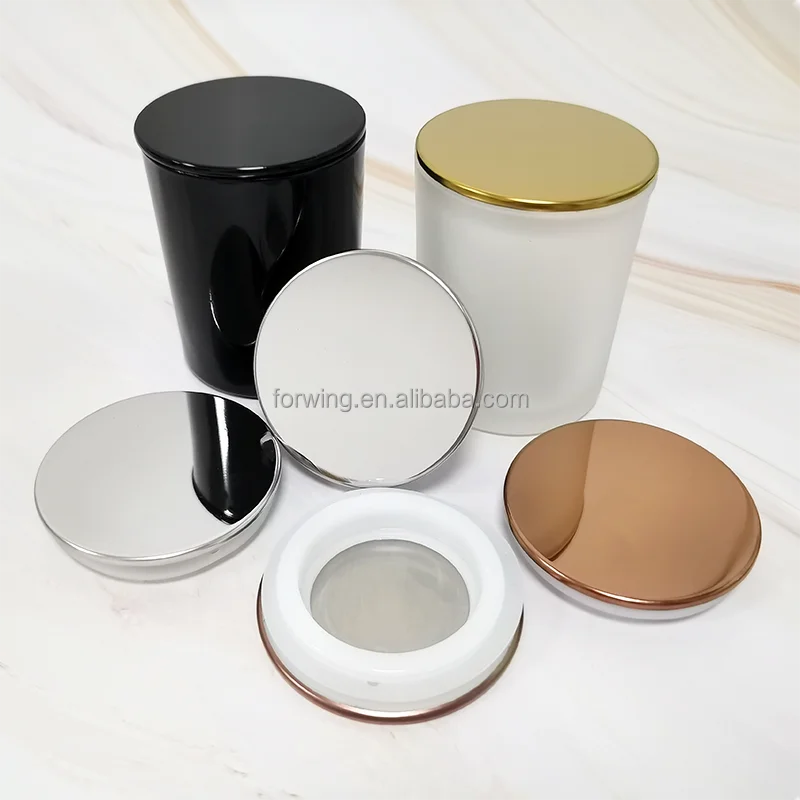 Luxury Metal Candle Lids Electroplated Stainless Steel Storage Jar Lids ...