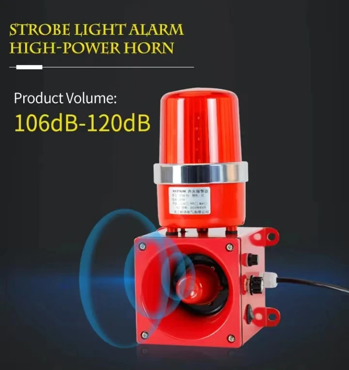 Visual Alarm Sound Loud Alarm Siren with Strobe Light