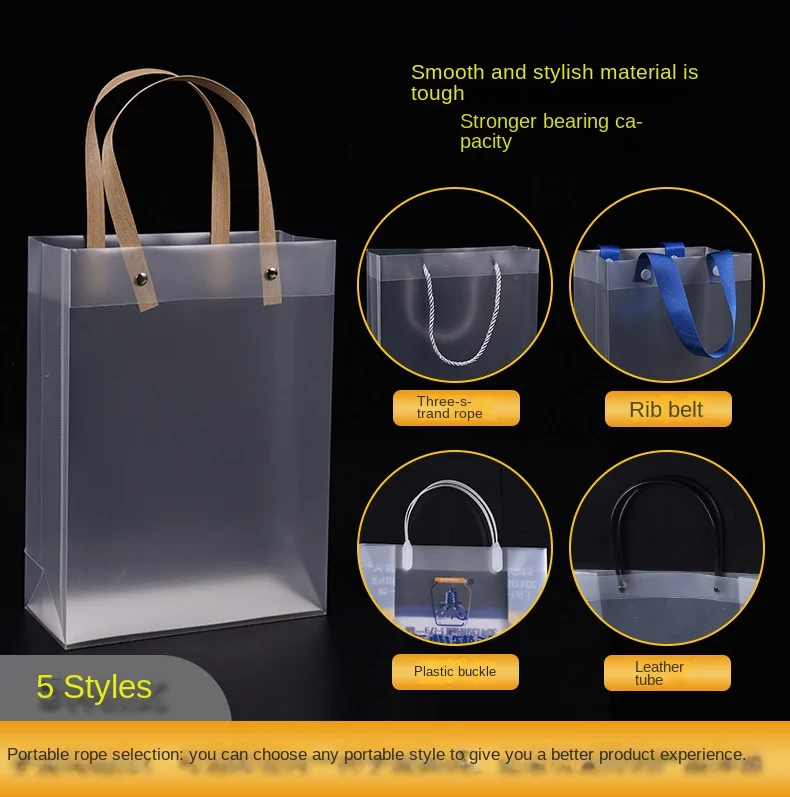 Polypropylene Pp Plastic Frosted Pvc Transparent Tote Shopping Bags ...