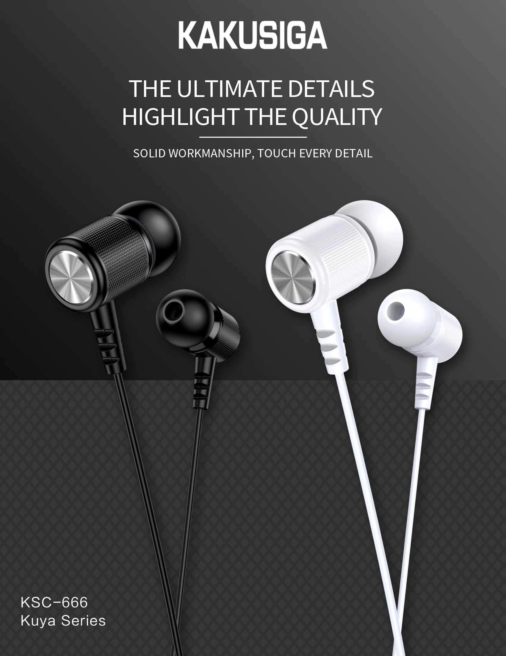 KAKUSIGA Wired Earphones - Clear Calling Music 3.5mm Plug