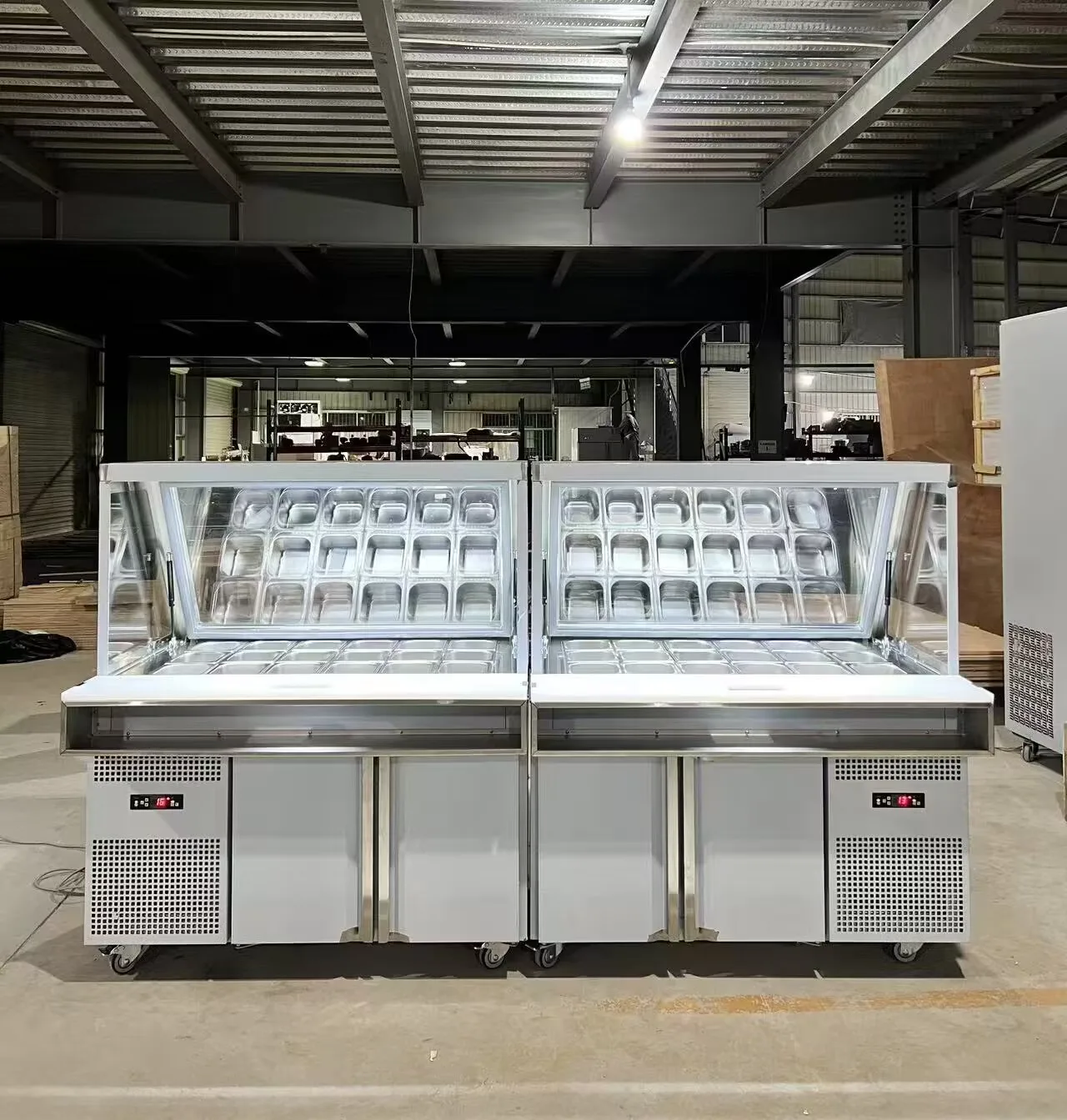 Commercial Food Buffet Counter With Bench Fridge Electric Food Warmer ...