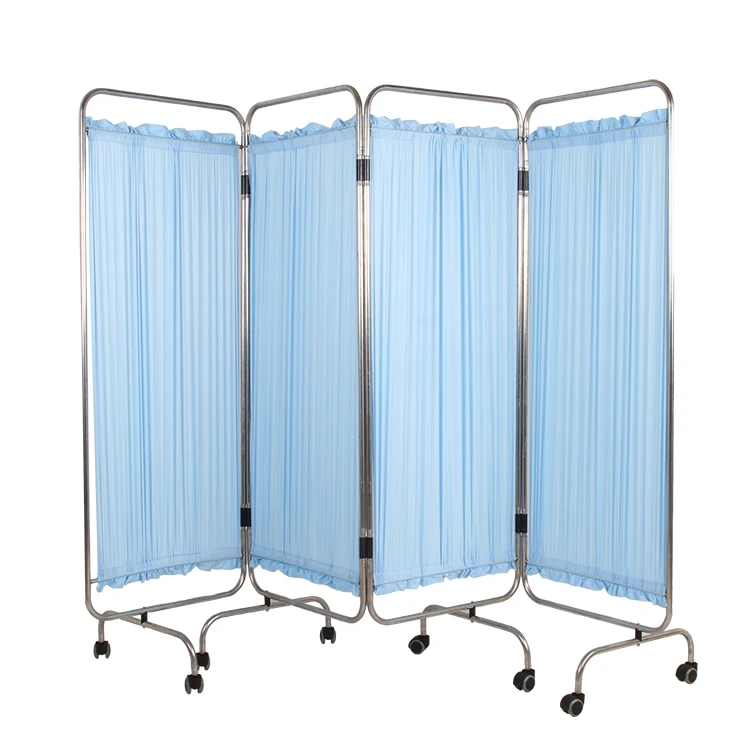 Stainless Steel Hospital Screen Four Fold Medical Partition Screen With ...
