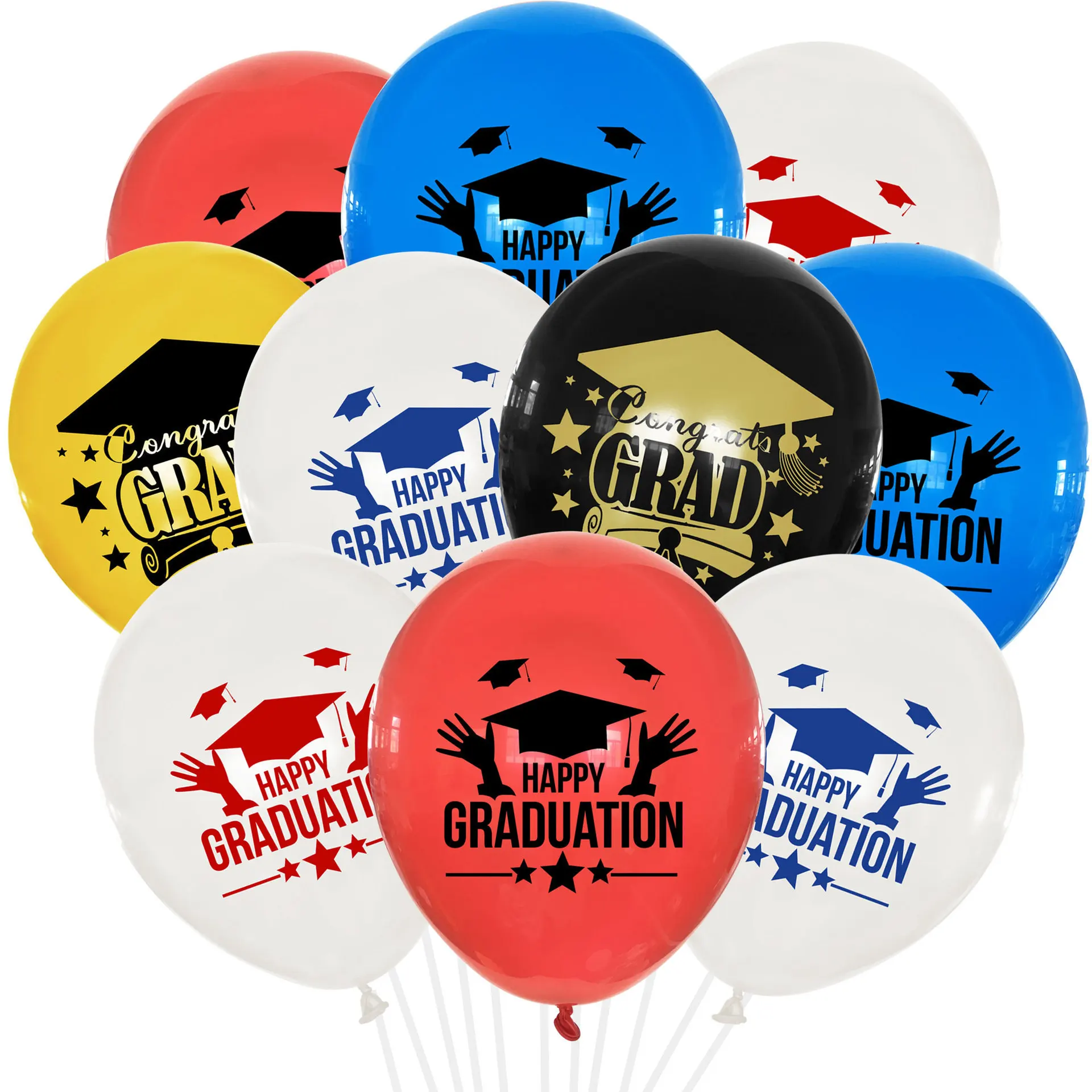 Blue and Gold Graduation Season Themed Party Balloons Latex Decorations ...