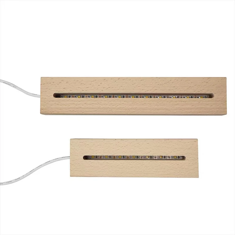 Rectangular Wood LED Night Light Base - 3D Lamp Design