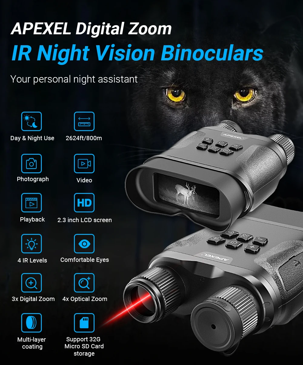 Lucrehulk Night Vision 4k Binoculars Tracker Infrared Night Vision Spy ...