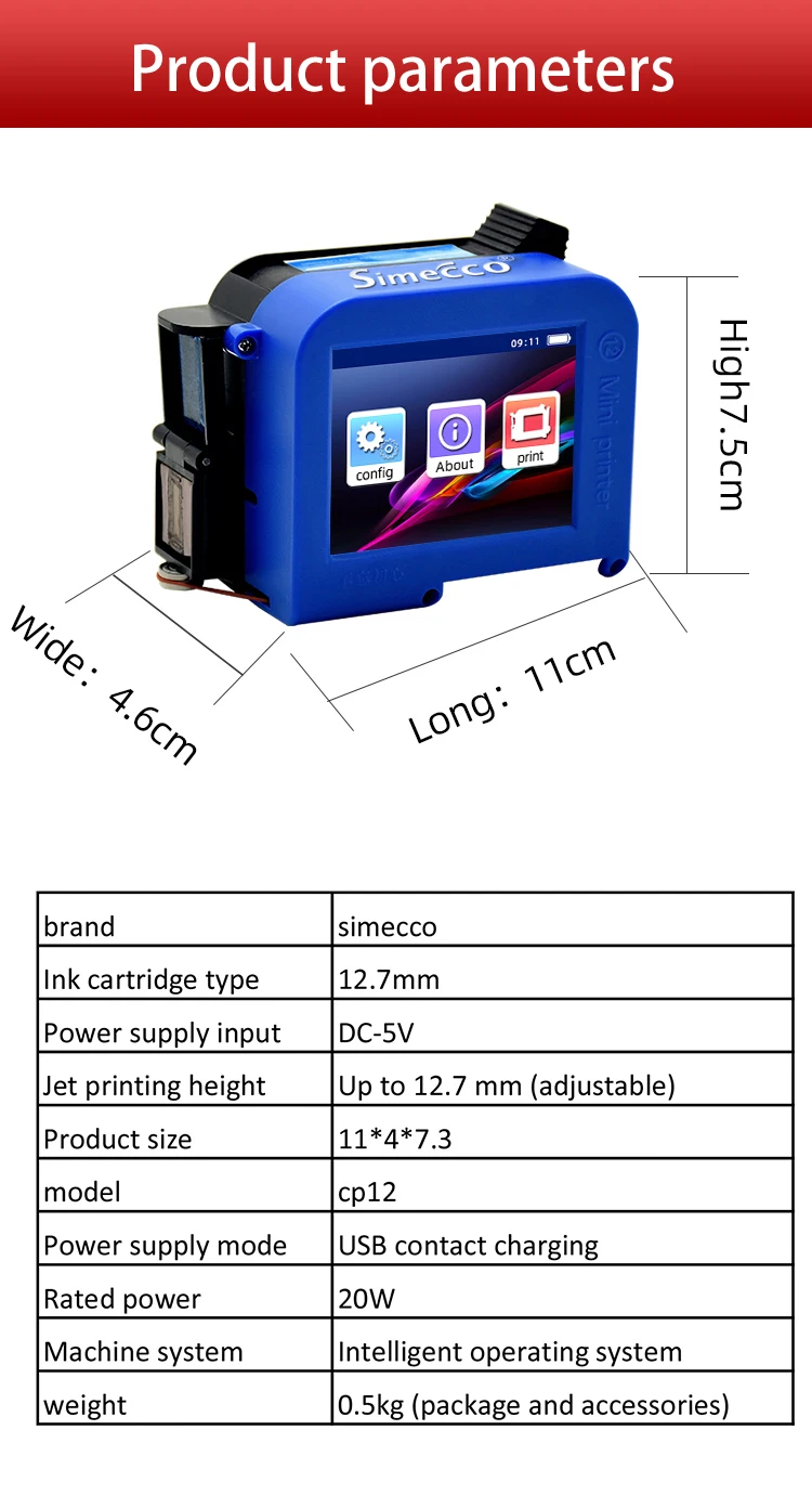 Portable Handheld Inkjet Printer Qr Code Barcode 12.7mm Label ...